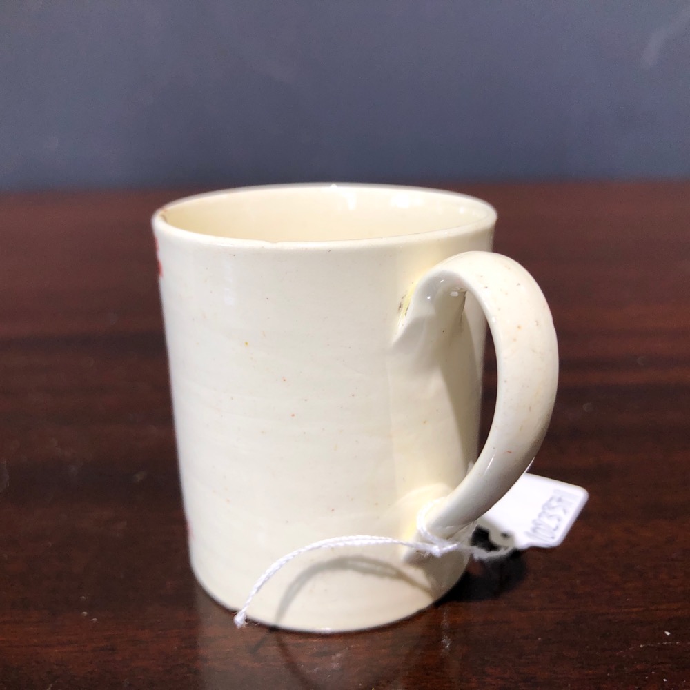 Miniature English creamware mug, A PRESENT FOR MY DEAR GIRL red print ...