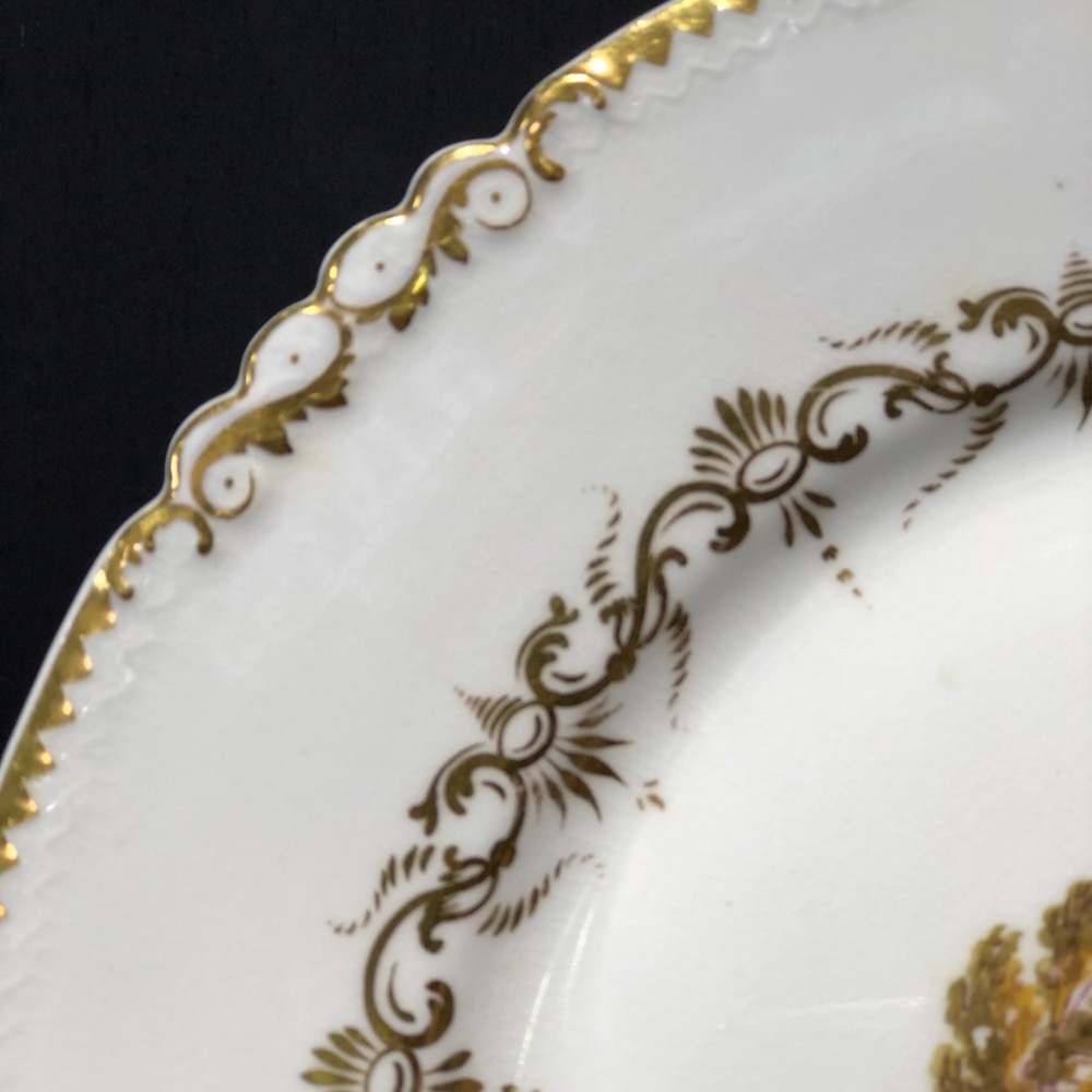 Rockingham plate, pattern 558 – scenic, with ornate gold border ...