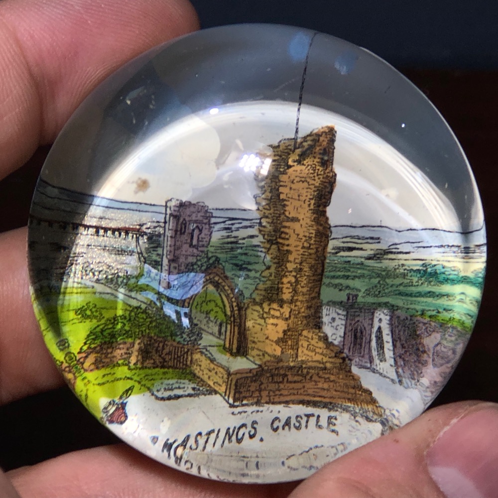 Victorian glass paperweight souvenir – Hastings Castle – 19th c ...
