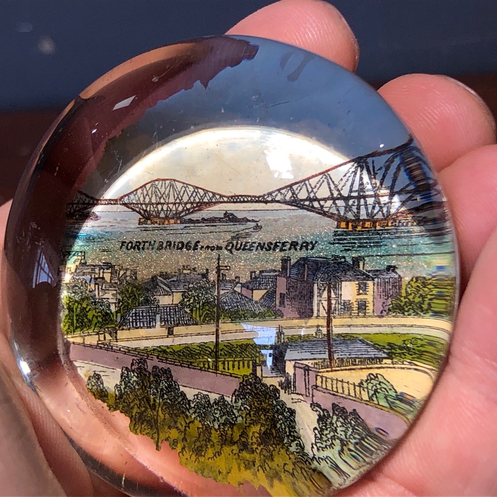 Victorian glass paperweight souvenir – “FORTHBRIDGE from QUEENSFERRY c ...