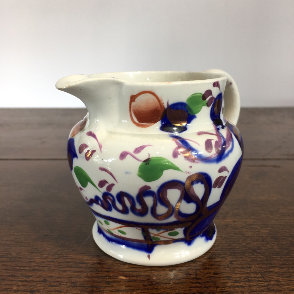 Small pottery ‘Gaudy Welsh’ jug, circa 1840 – Moorabool Antique Galleries