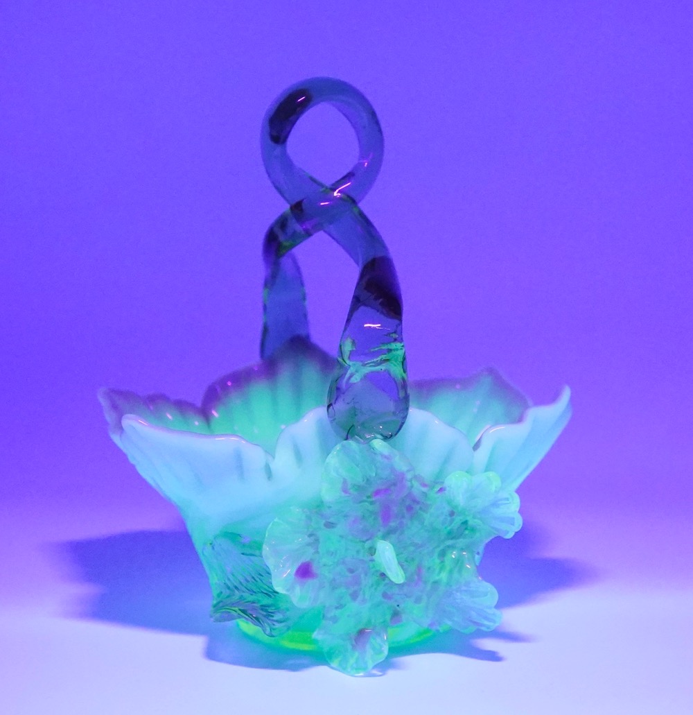Victorian Uranium glass basket, flowers & spiral, c. 1890 – Moorabool ...