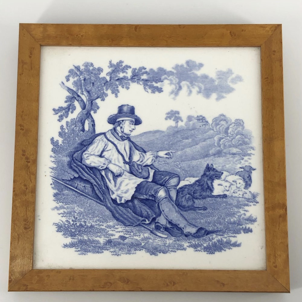 Pair of Minton tiles, Girl with Rabbits, Shepherd & sheep, c. 1880 ...