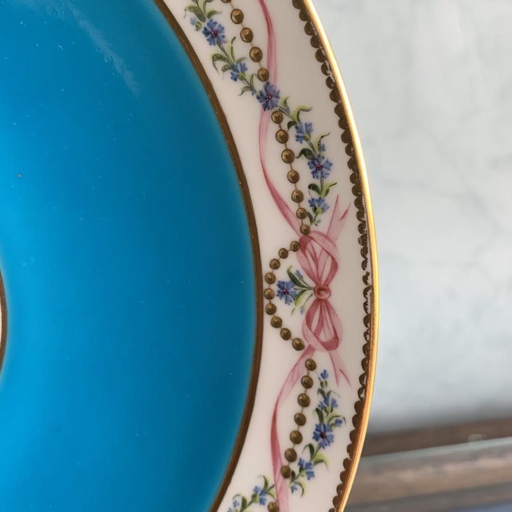 Minton porcelain plated, turquoise with flower swags, marked 1876 ...