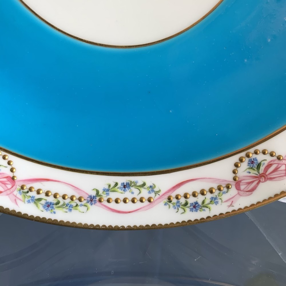 Minton porcelain plated, turquoise with flower swags, marked 1876 ...
