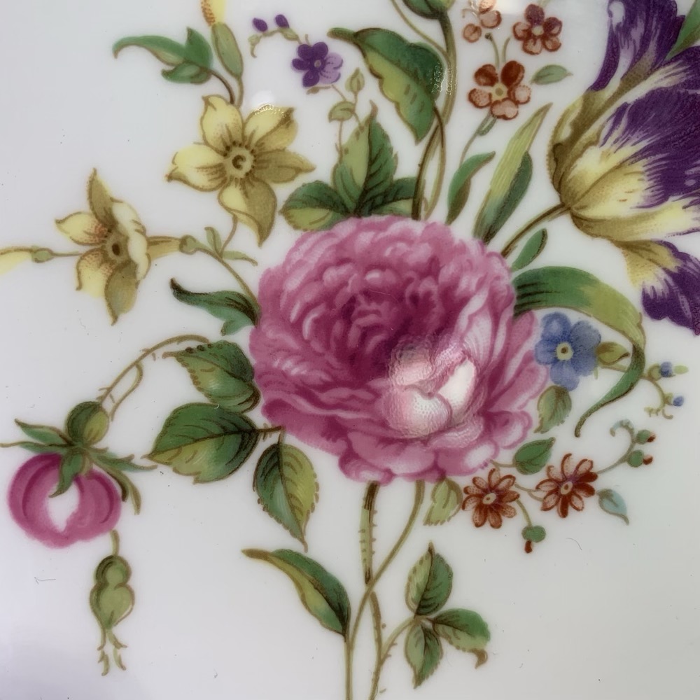 Royal Worcester plate, gilt & central printed flowers, 20th C ...