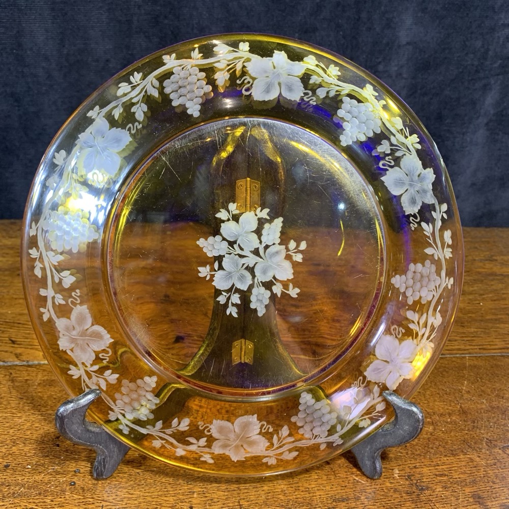 Victorian amber overlay glass plate, fruiting vine, c.1880 – Moorabool ...