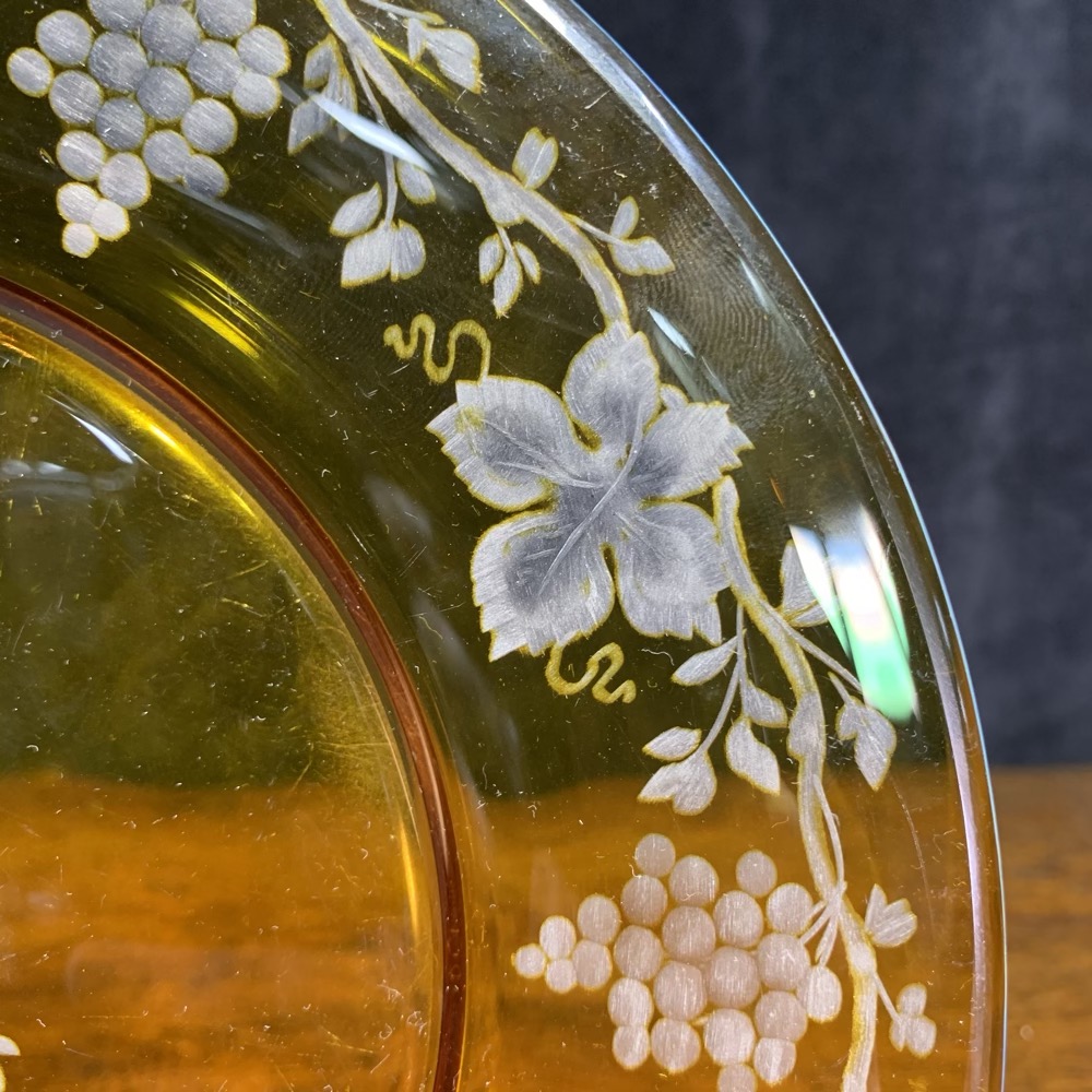 Victorian amber overlay glass plate, fruiting vine, c.1880 – Moorabool ...
