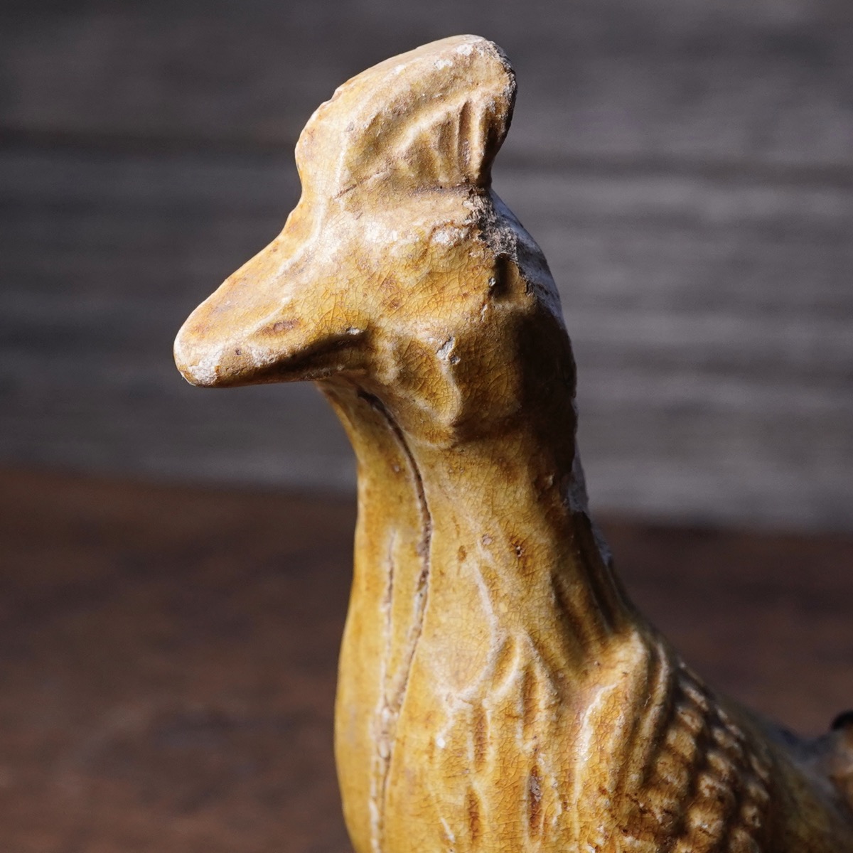 Chinese pottery chicken, straw glaze, Tang Dynasty 8th century AD ...