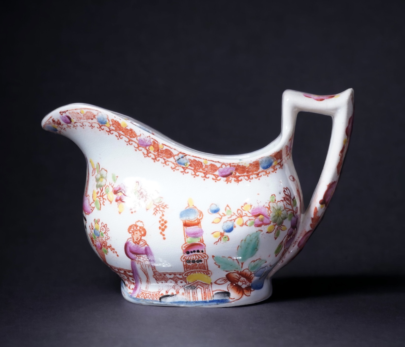 Rare marked Drewry & Son milk jug, Chinoiserie print, c. 1825 ...
