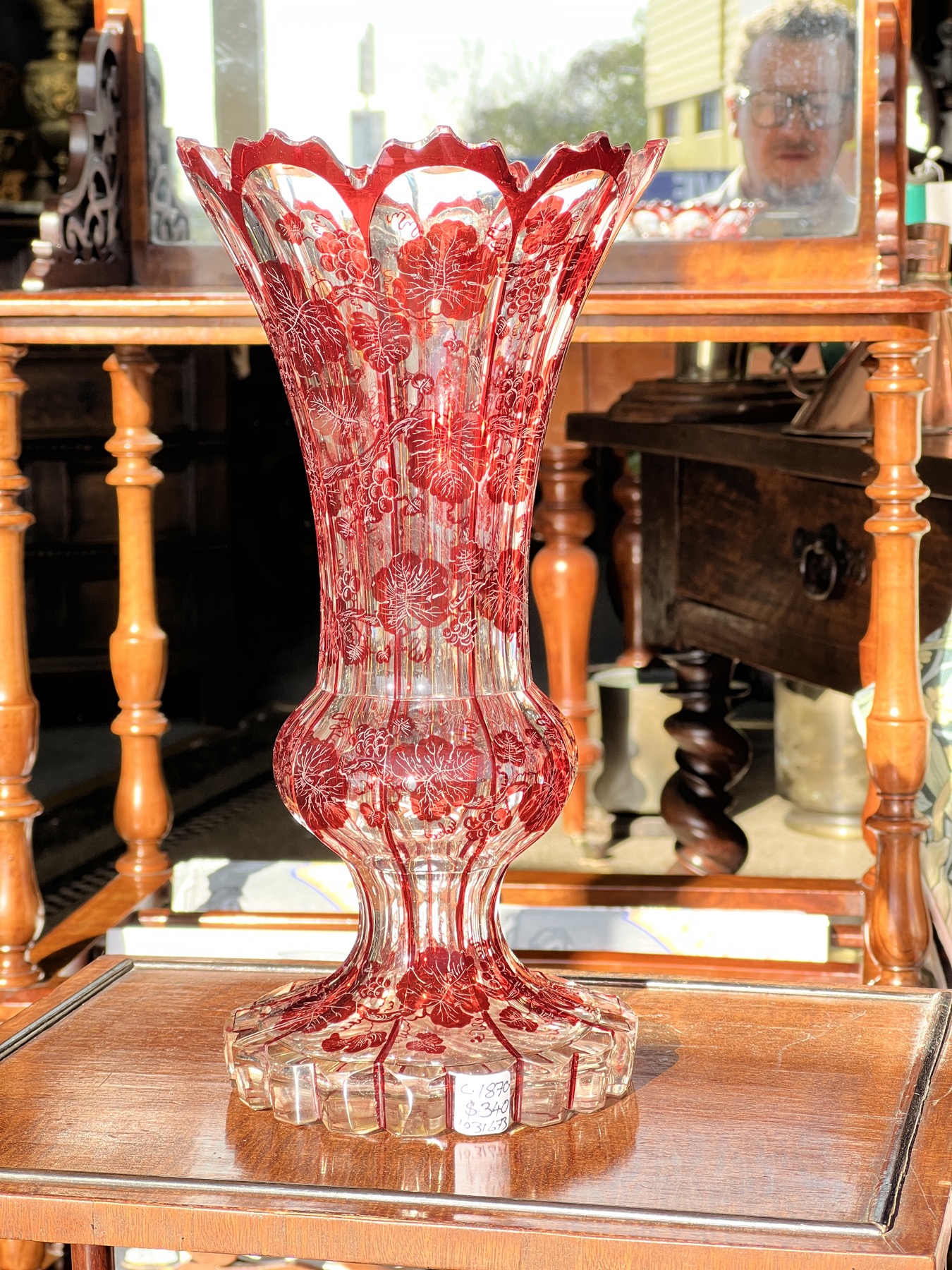 Large Bohemian ruby vase, circa 1870 – Moorabool Antique Galleries