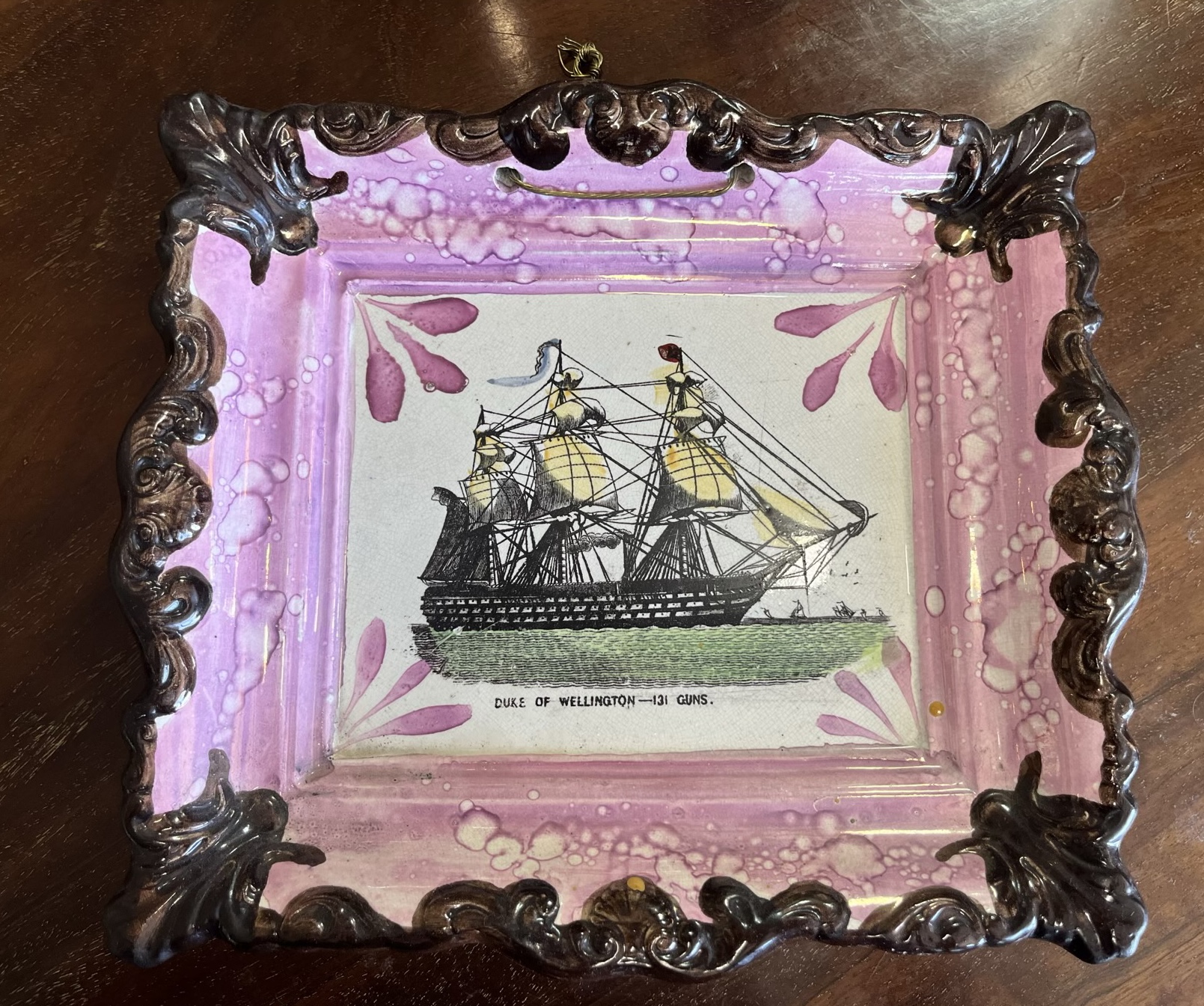 Rare Sutherland Ship Plaque, ‘Duke of Wellington 131 Guns’ c. 1855 ...