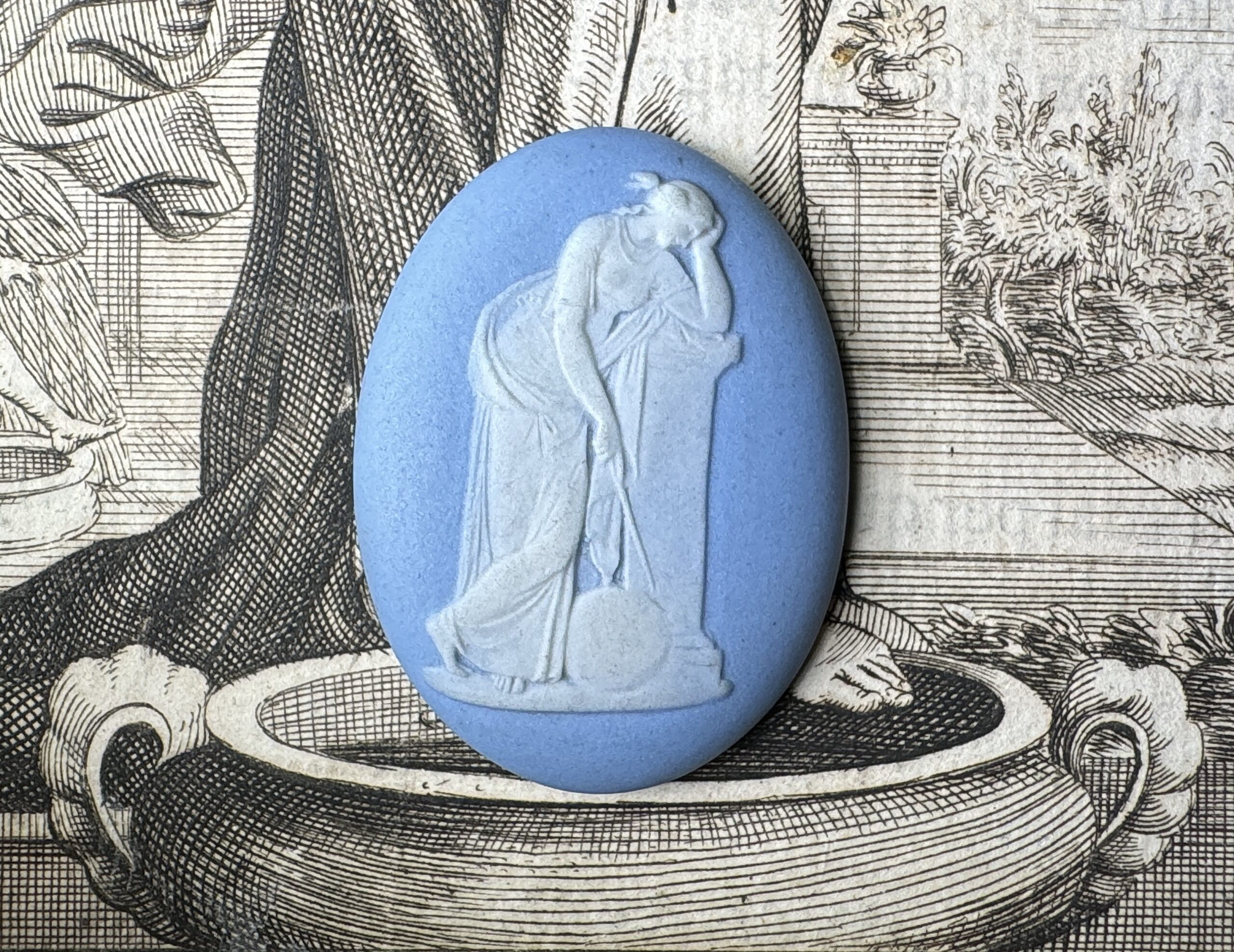 Wedgwood jasper plaque- Classical Maiden & pillar, 19th century ...