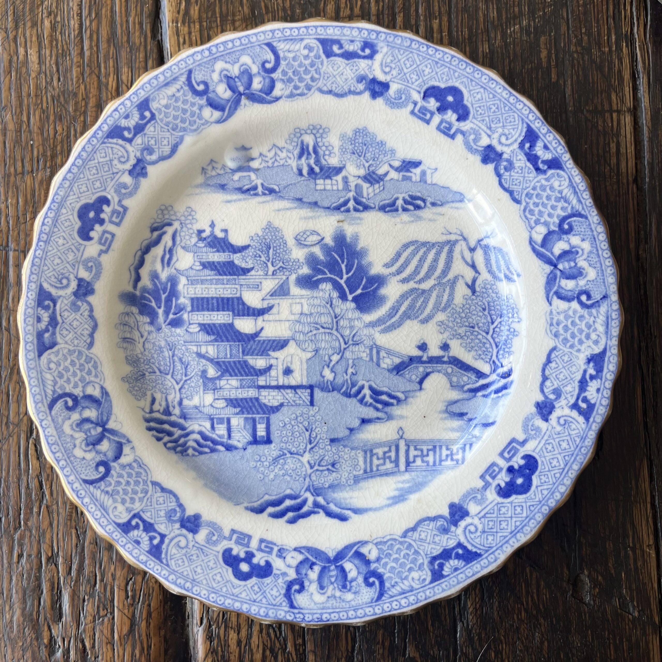 Grainger Worcester Blue + white plate Pagoda pattern plate, c. 1850 ...