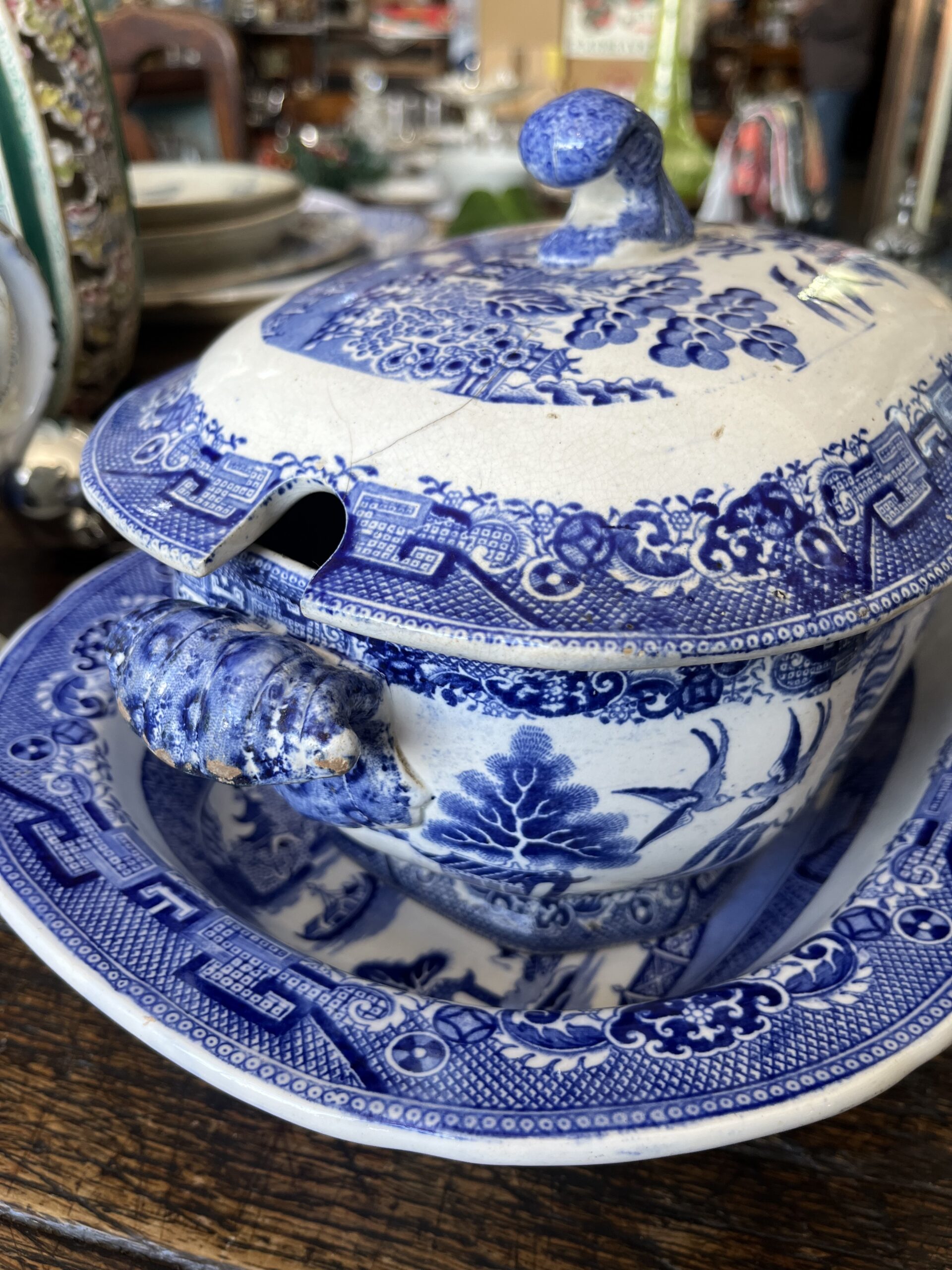 Staffordshire Pottery Willow Pattern tureen + cover, c. 1850 ...